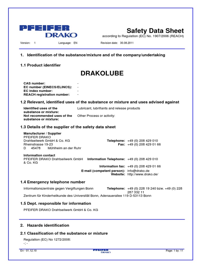 Drako Lube en | PDF | Dangerous Goods | Toxicity