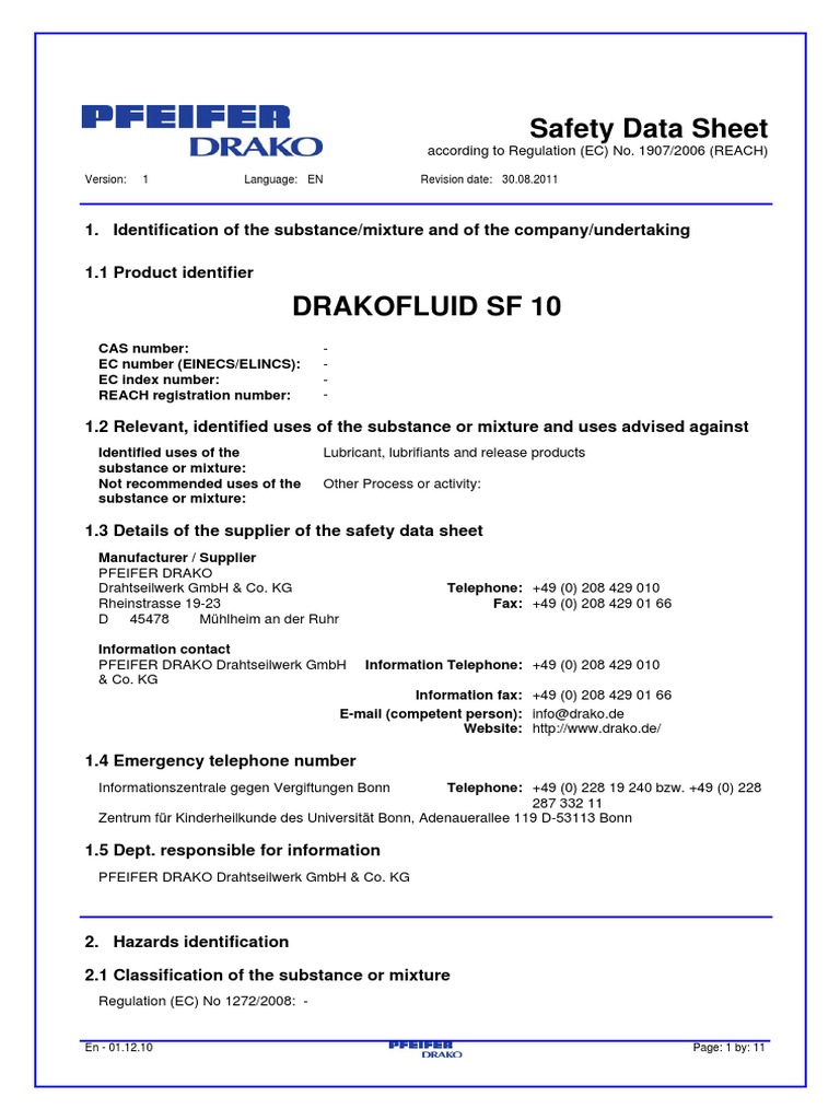 Drako Fluid SF 10 en | Download Free PDF | Dangerous Goods | Toxicity