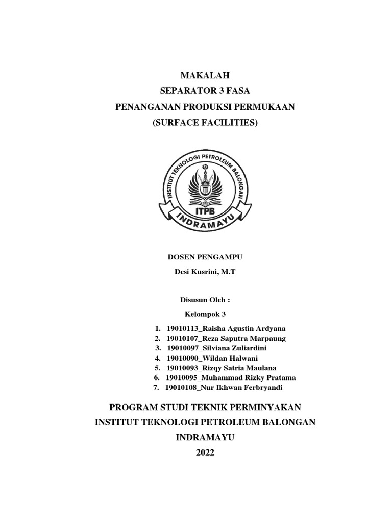 Kelompok 3 Separator 3 Phase (Surface Facilities) | PDF