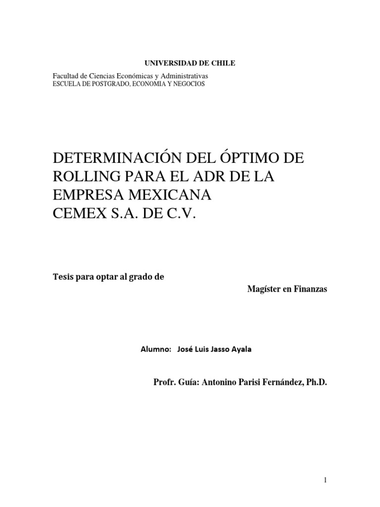 Óptimo de Rolling para ADR CEMEX | PDF | Negocios