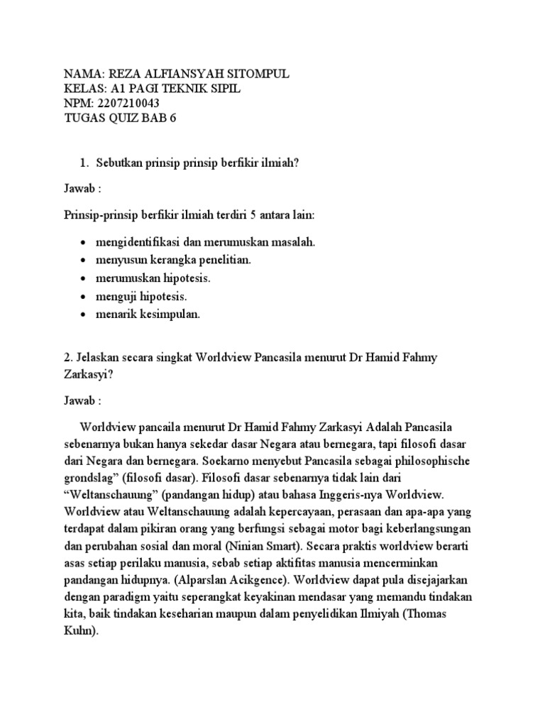 Tugas Quiz Bab 6 | PDF