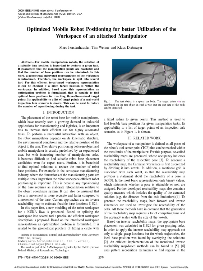Optimized Mobile Robot Positioning For Better Utilization of The ...