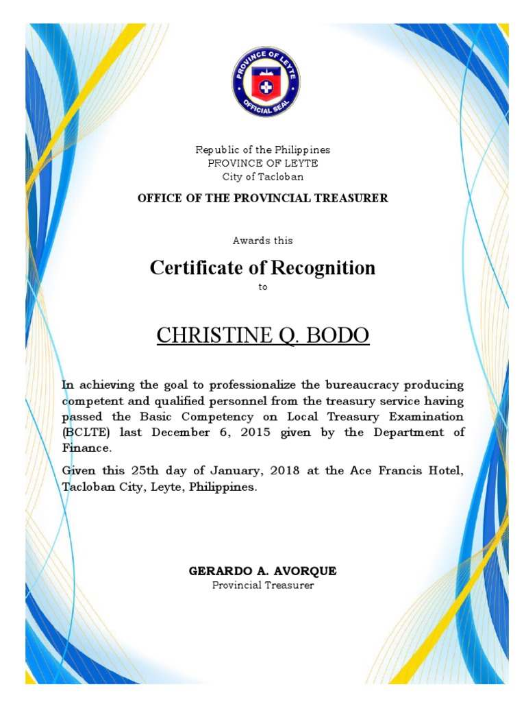 Certificates For Bclte Passers 2 | PDF | Government | Accountability