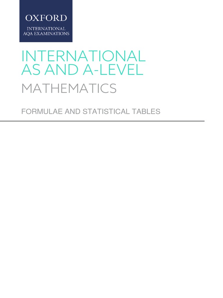 Formulae Booklet and Statistical Tables | PDF | Variance | Estimator