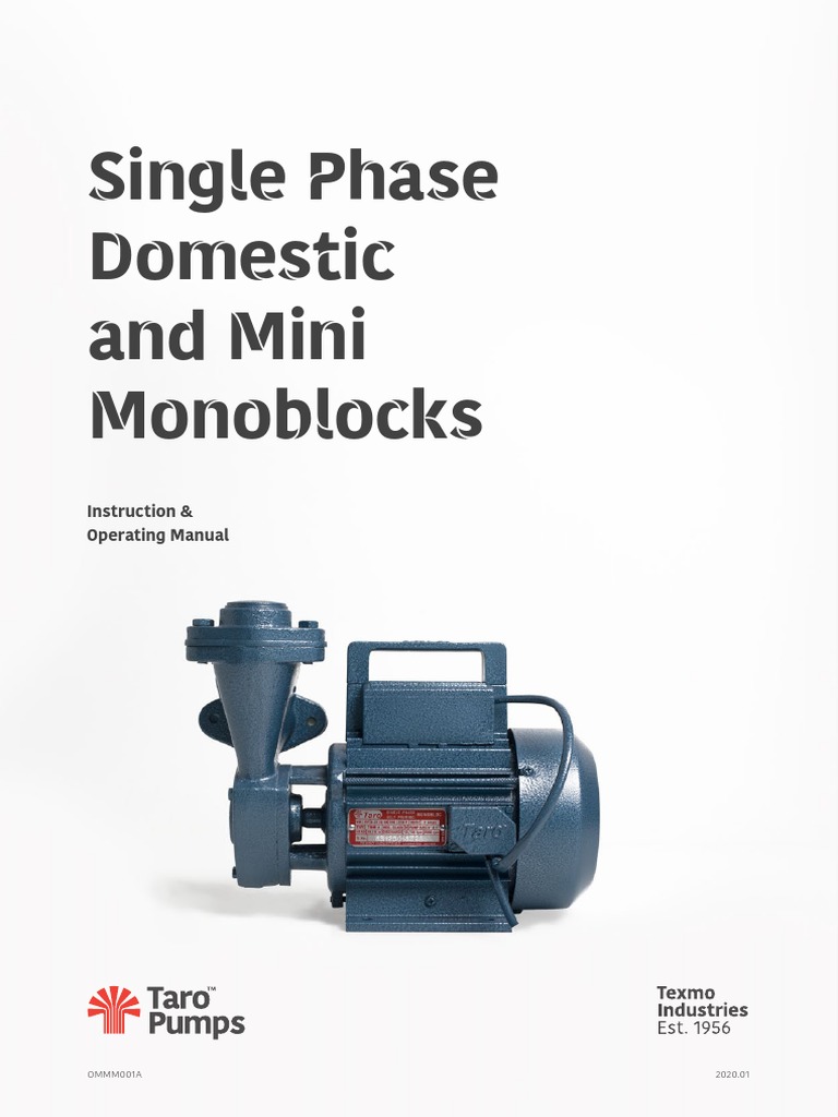 Texmo Taro Monoblock Pump Manual | PDF | Pump | Electrical Wiring