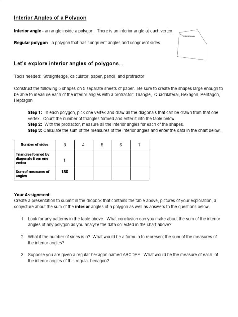 Interior Angles of Polygons Explained | PDF | Home & Garden