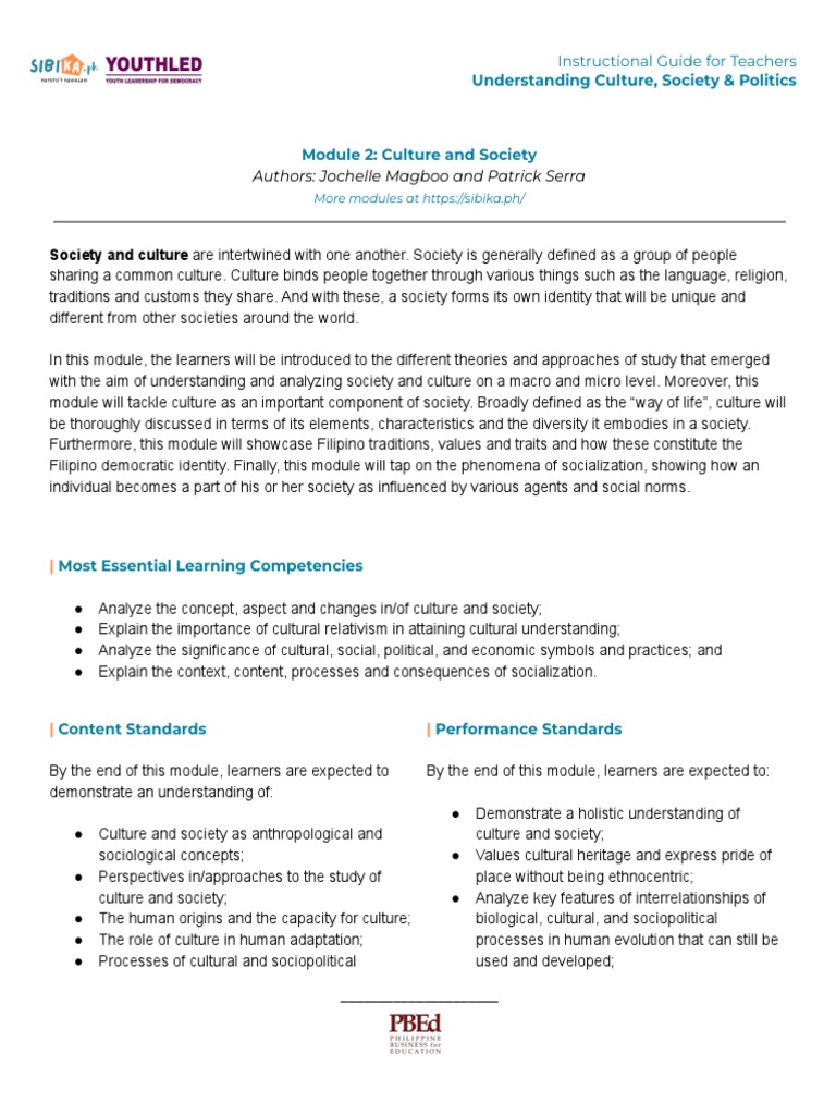 Module 2 - Culture and Society | PDF | Deviance (Sociology) | Socialization