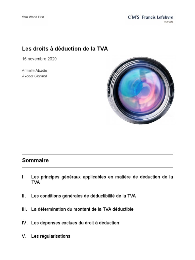 Droits à déduction de la TVA expliqués | PDF | Taxe sur la valeur ...