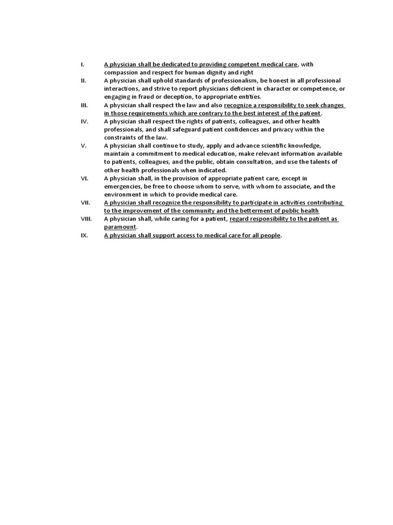 AMA Principles of Medical Ethics | PDF