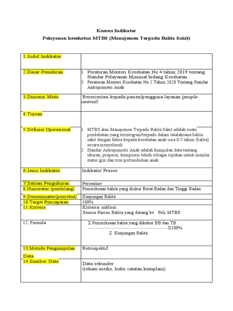 Indikator Mutu MTBS | PDF | Pengembangan Diri | Kesehatan Holistik