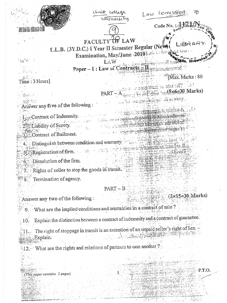 LLB 3ydc II Sem Paper-I | PDF