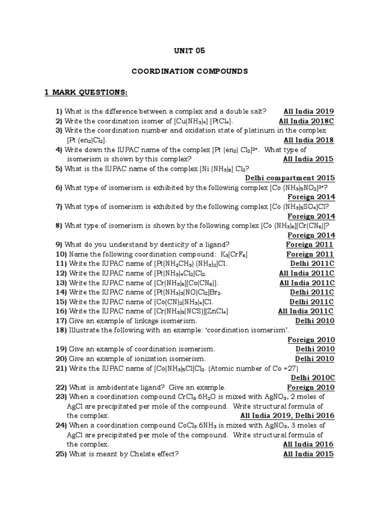 Unit 05 | PDF | Coordination Complex | Ligand