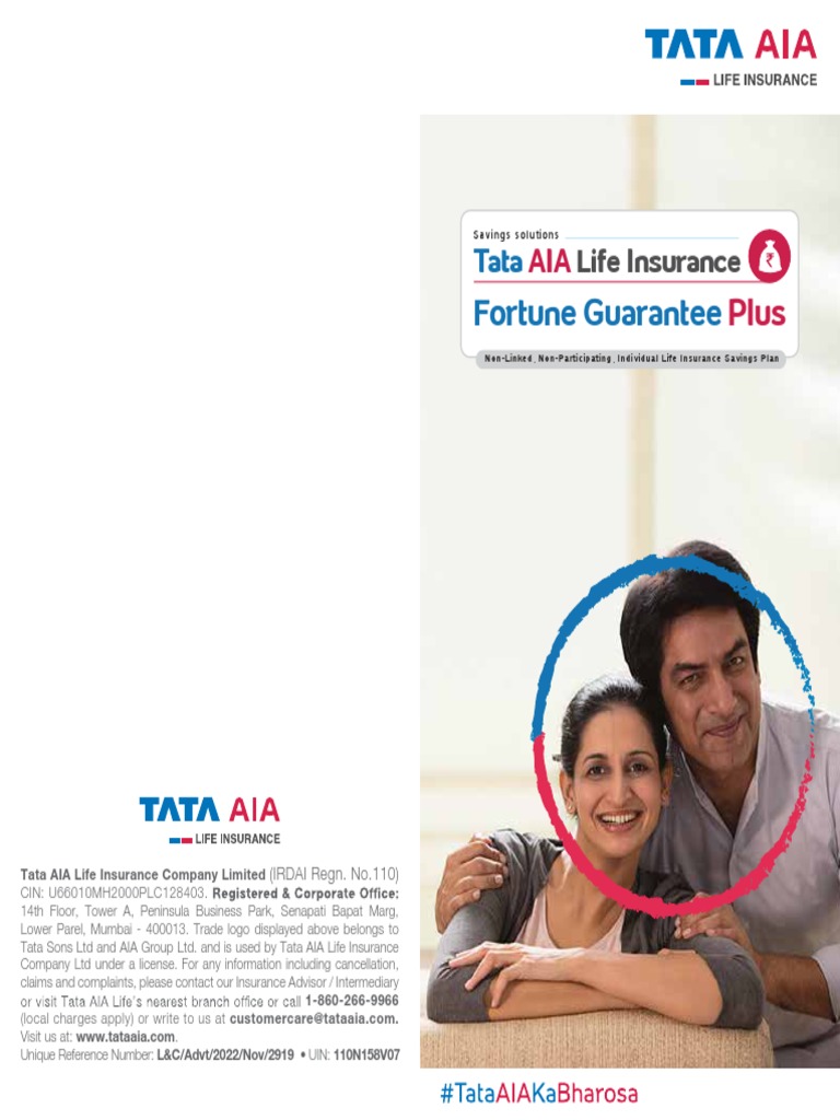 Tata AIA Life Insurance Fortune Guarantee Plus Savings Plan | PDF | Insurance | Life Insurance