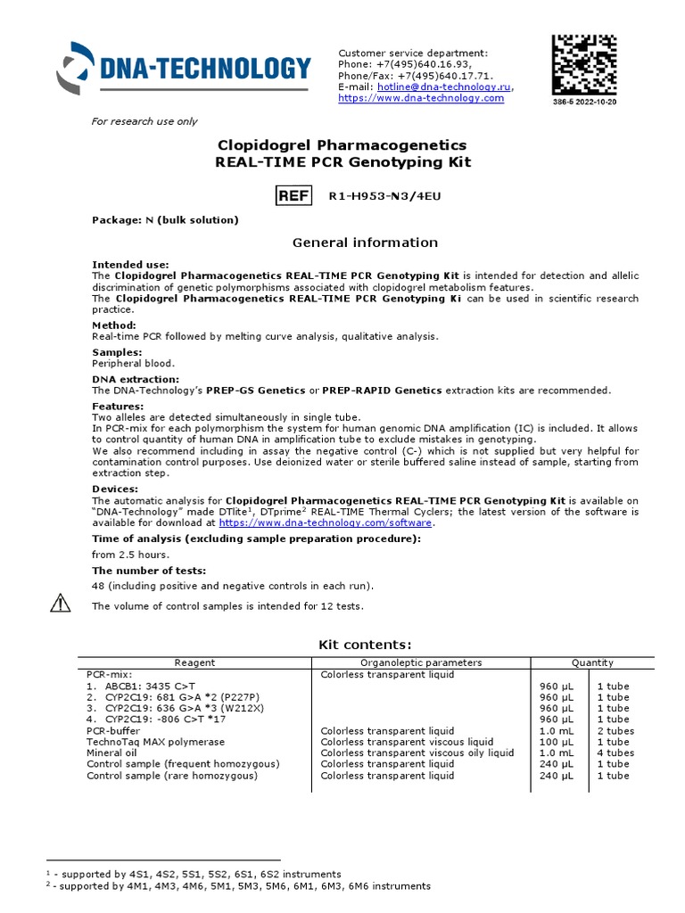 Clopidogrel_en Kit DNA Technologies | PDF | Polymerase Chain Reaction ...
