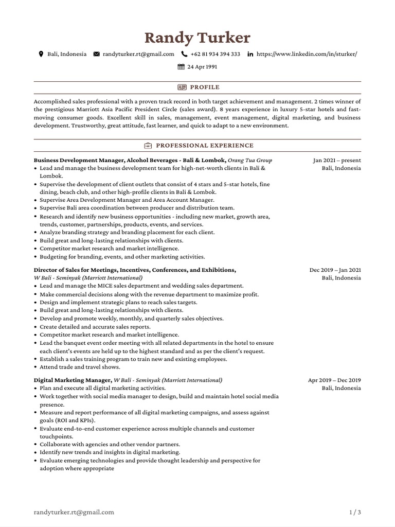 Randy Turker - CV | Download Free PDF | Sales | Digital Marketing