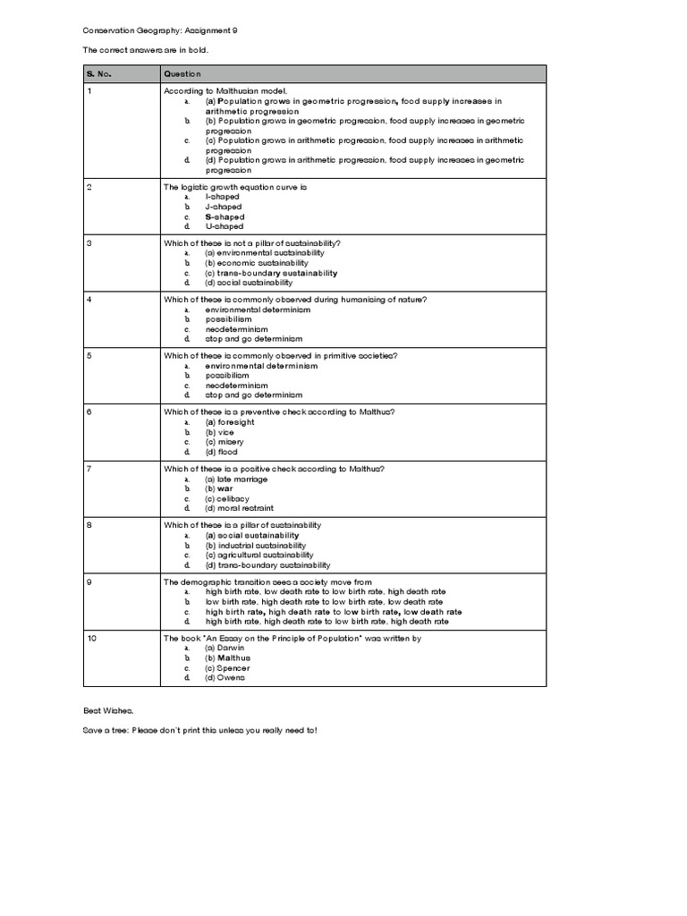 Assignment 9 - 2022 - Solution | PDF | Sustainability | Science