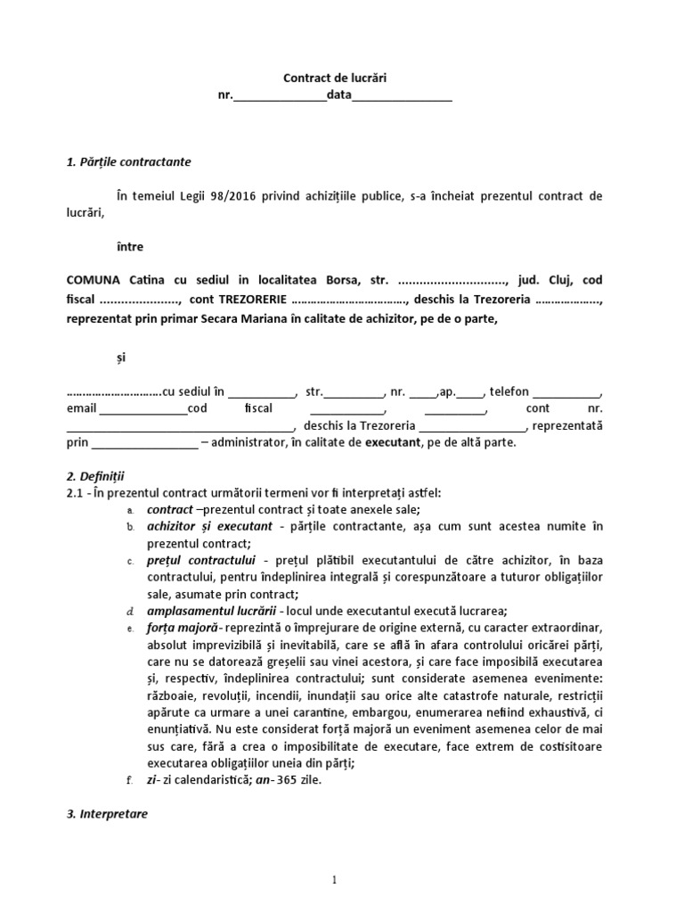 Model Contract Lucrari | PDF