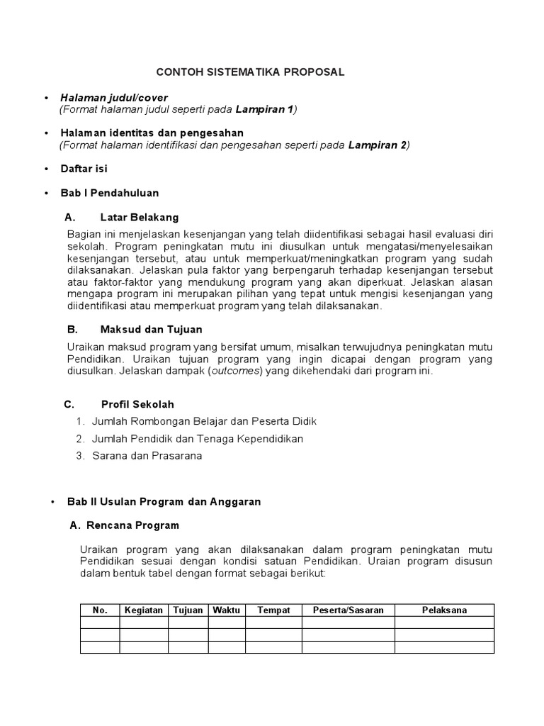 Contoh Sistematika Proposal Hibah | PDF