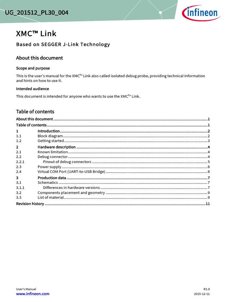 Infineon-XMC Link Board Users Manual - pdf-UserManual-v01 00-EN | PDF | Microcontroller | Usb