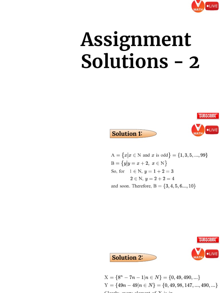 UMANG Class 11th - Sets - 2 - VMath (Assignment Solutions) | PDF | Teaching Methods & Materials