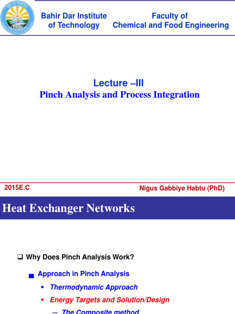 Lecture-III Basics of Pinch Analysis | PDF | Heat | Heat Exchanger