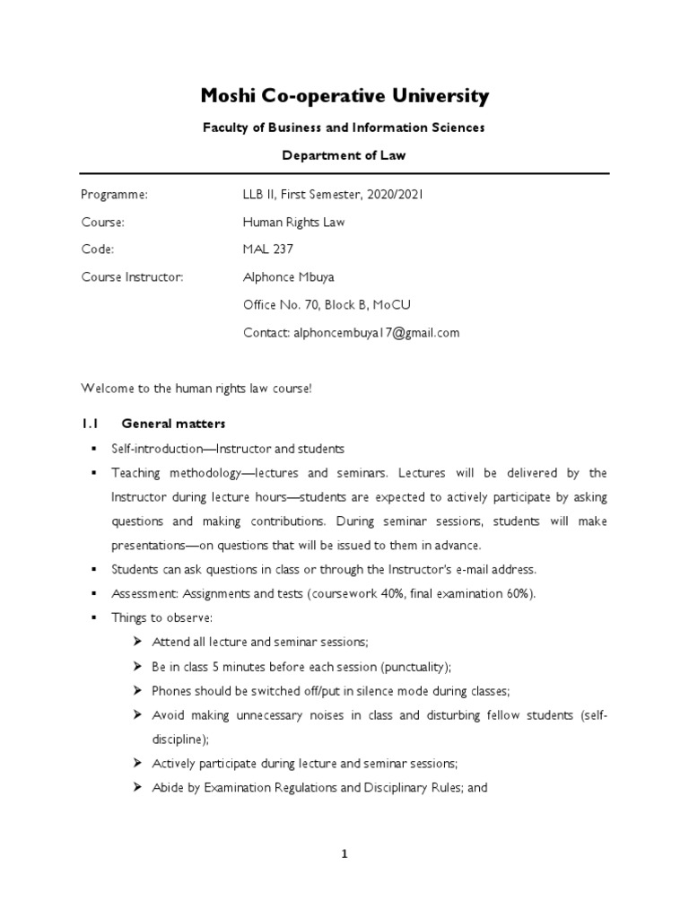 Human Rights Law LLB II | PDF | Human Rights | International Human ...