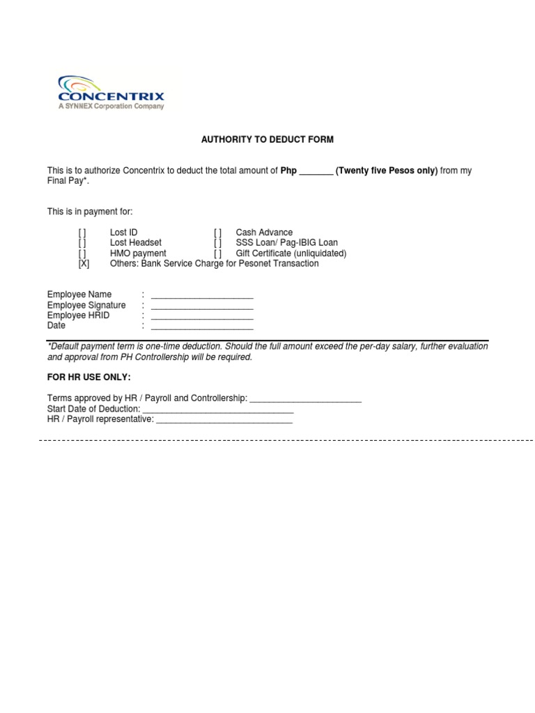 ATD-Form For Final Pay | PDF