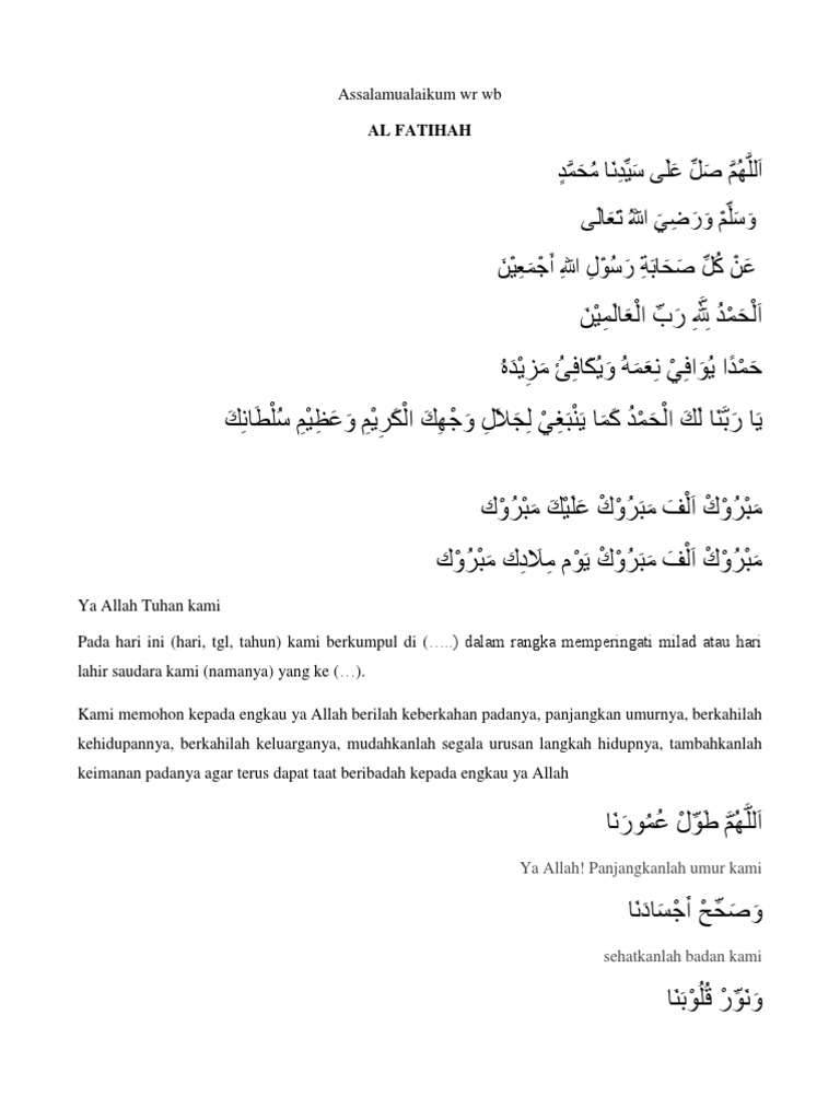 Doa dan Harapan di Hari Milad | PDF