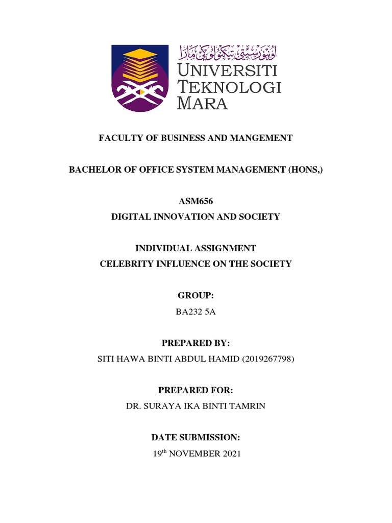 Assignment 1 Celebrity Influencer PDF | PDF | Quran | Islam