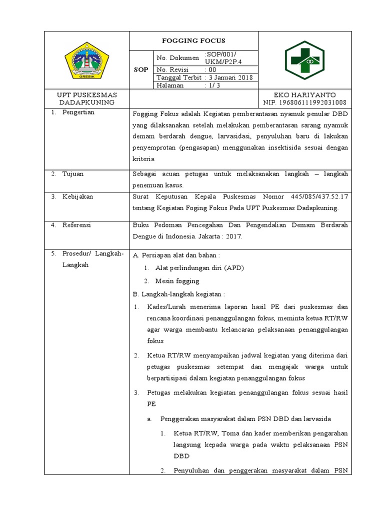Sop Fogging Focus 1 | PDF