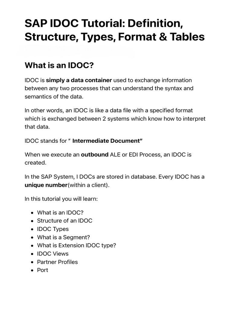 Sap Idoc-1 | PDF | Electronic Data Interchange | Data Management