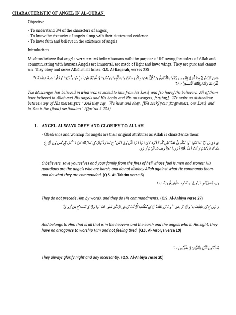 Characteristics of Angels in Islam | PDF | Angel | Prophets And ...