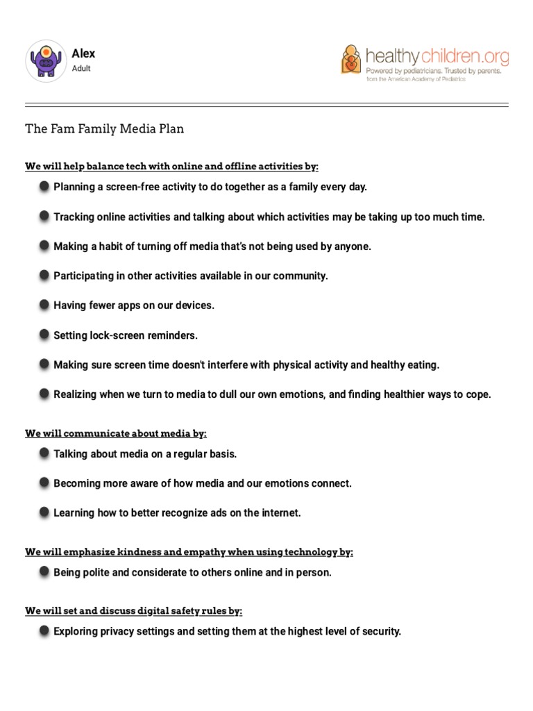AAP Media Plan For Families To Manage Tech Use | PDF | Social Media ...