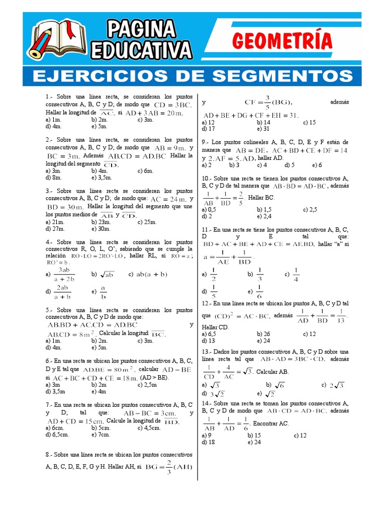 Ejercicios de Segmentos Pagina Educativa | PDF | Conceptos matemáticos | Geometría