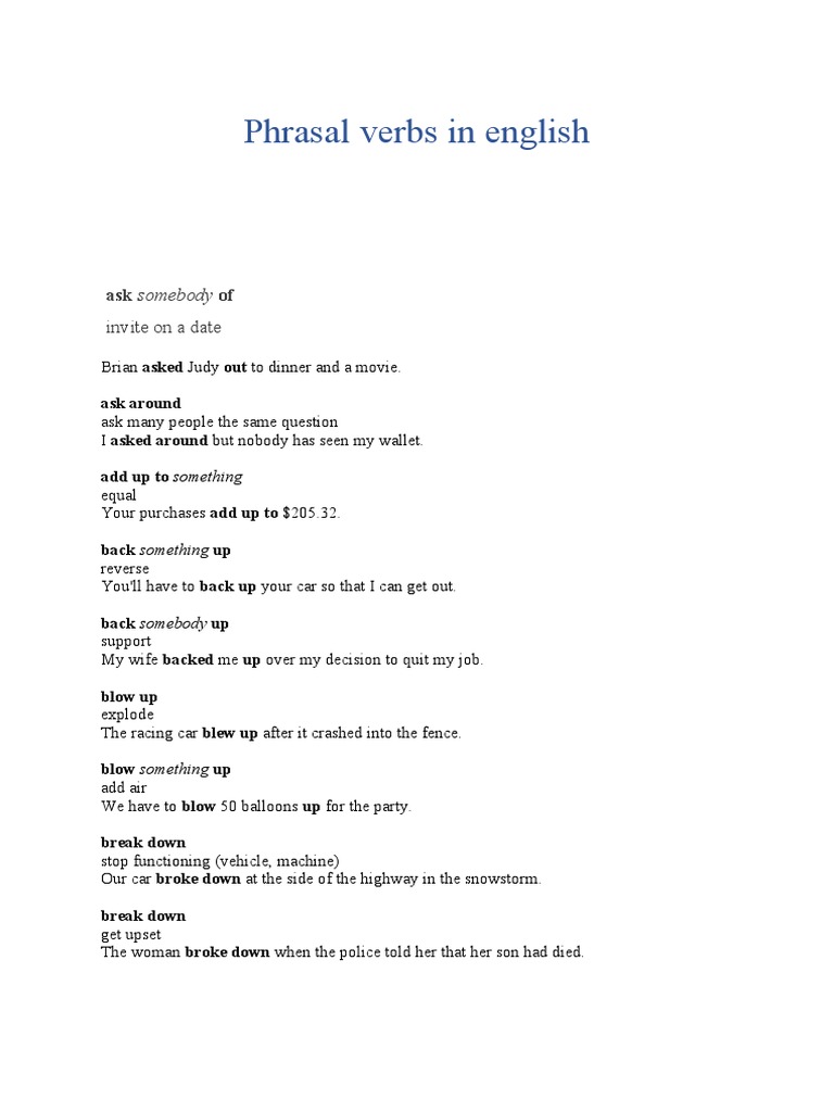 Phrasal Verbs in English | PDF | Self-Improvement