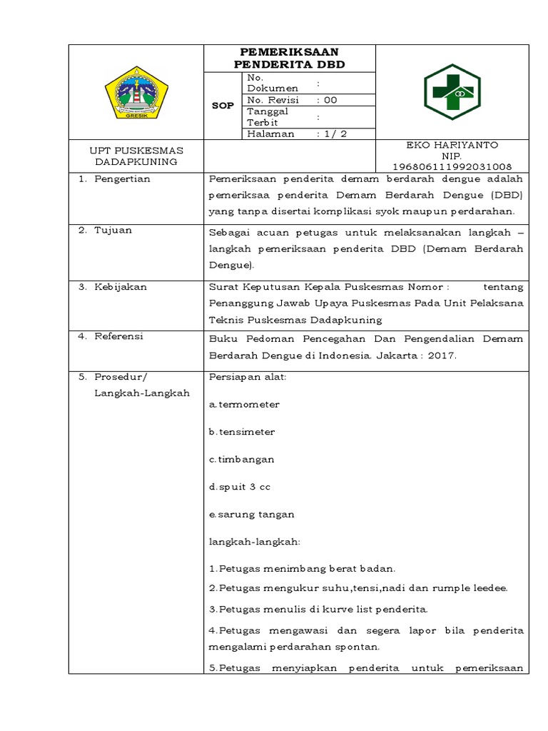 Sop Pemeriksaan DBD 1 | PDF