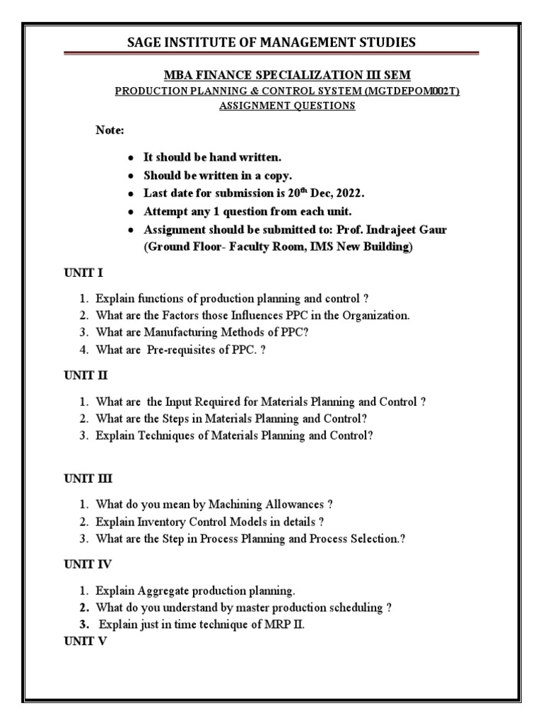 Production Planning and Control System Qutions | PDF Production Planning and Control System Qutions | PDF