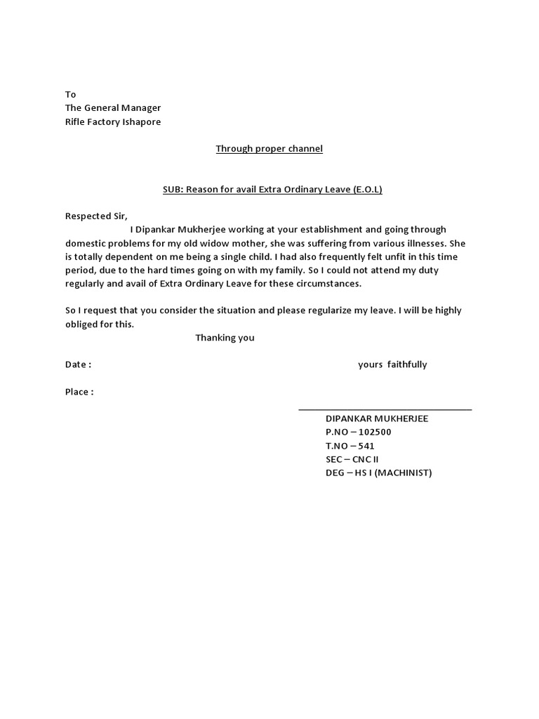 Request for Extraordinary Leave Approval | PDF