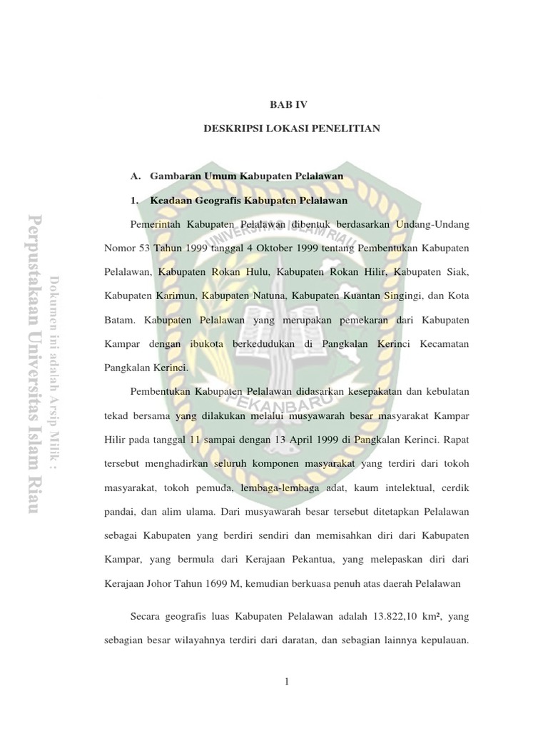 A Geographic and Demographic Description of Pelalawan Regency | PDF