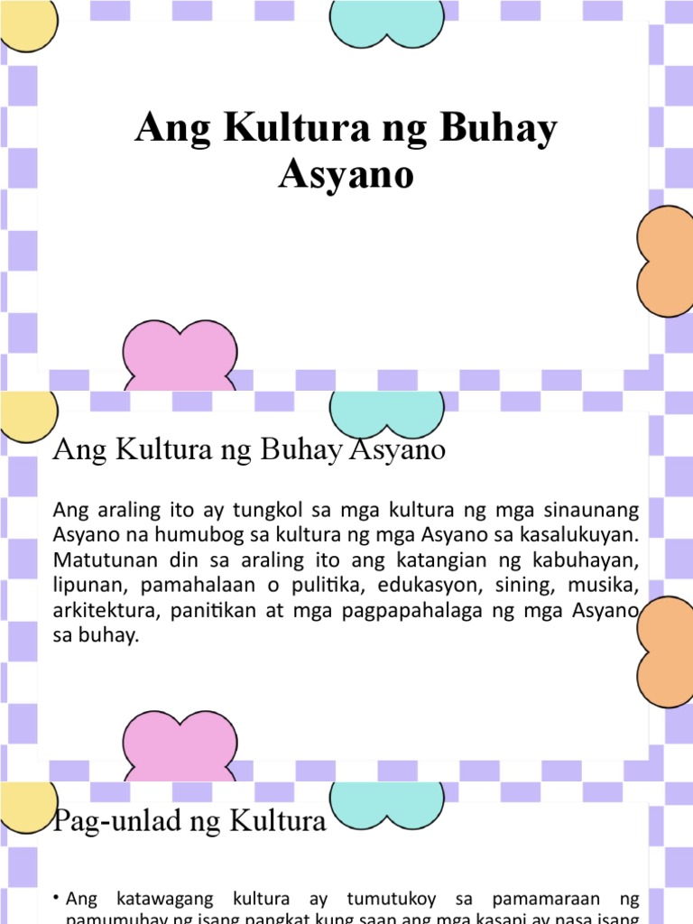 Ang Kultura NG Buhay Asyano | PDF