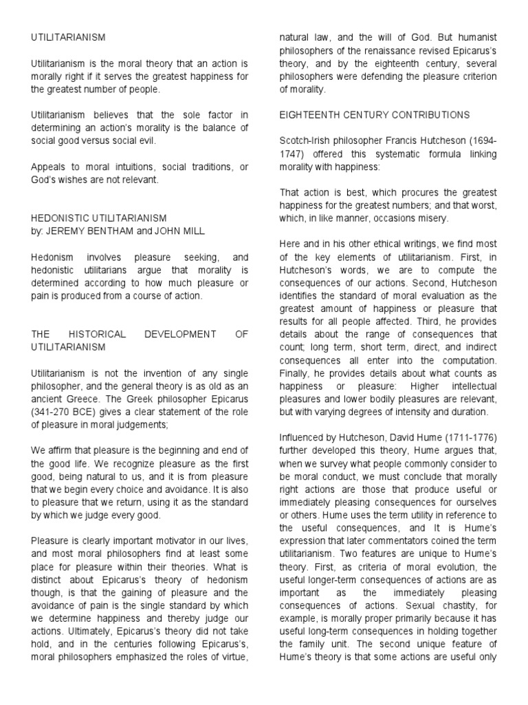 Utilitarianism | PDF | Utilitarianism | Pleasure