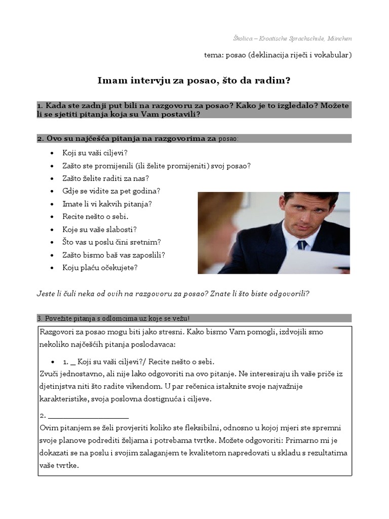 Intervju Za Posao - Handout | PDF
