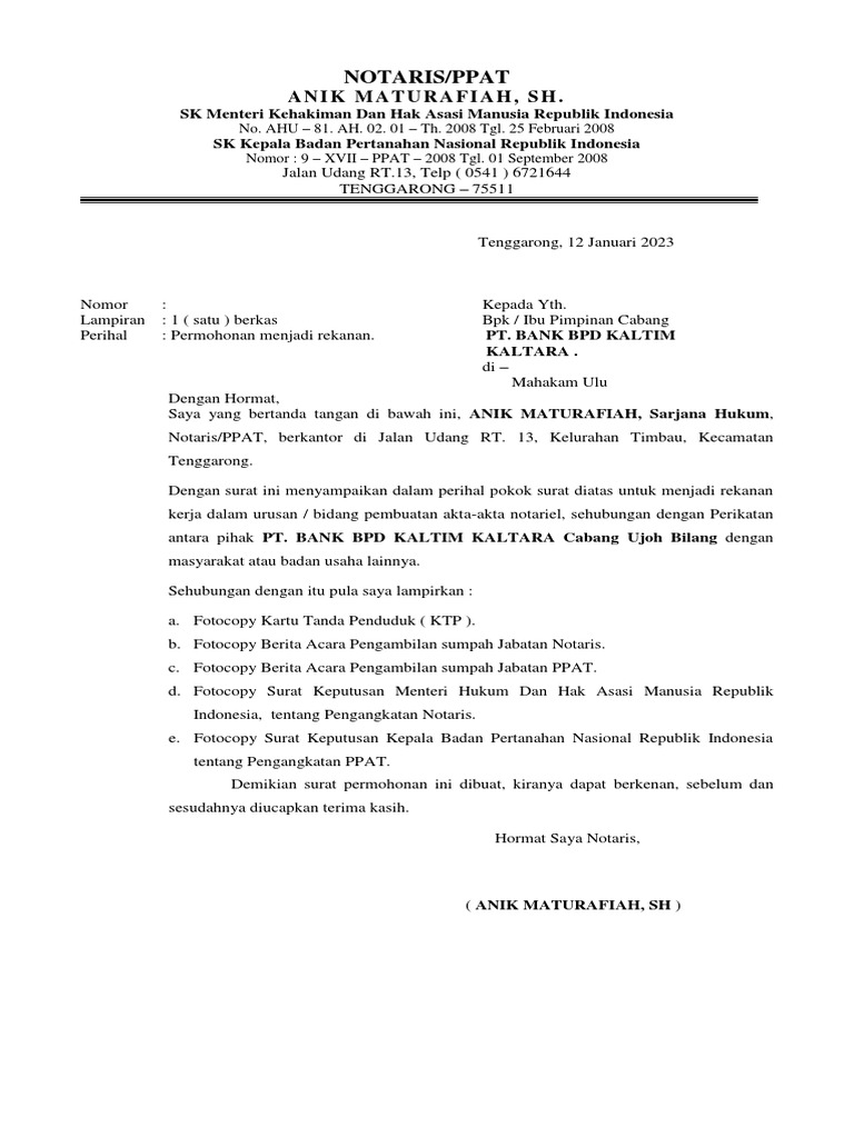 Rekanan Bank KaltimTara Mahulu New | PDF