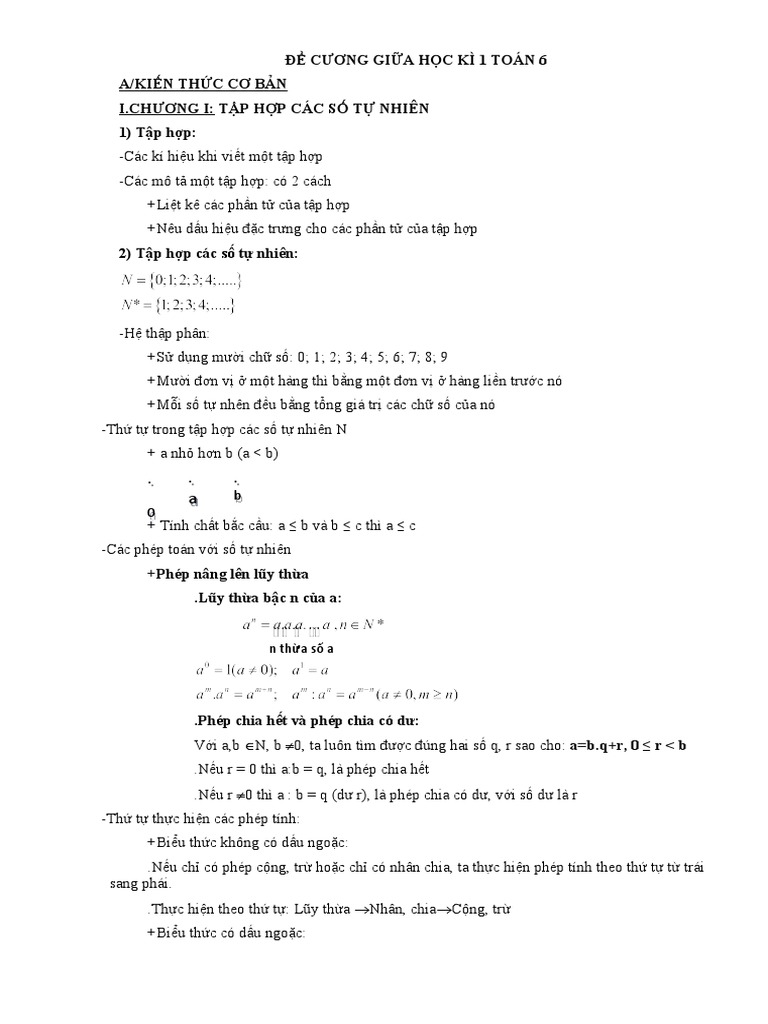De Cuong On Tap Giua Ki 1 Toan 6 | PDF