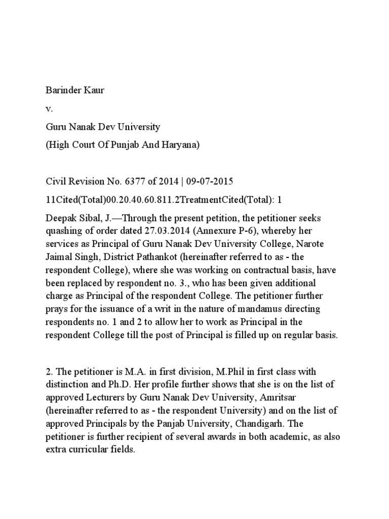 Barinder Kaur | PDF | Employment | Judgment (Law)