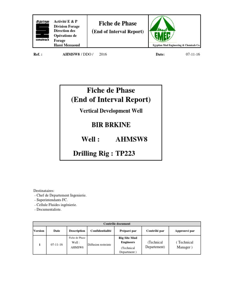 End of 36-Inch Section Drilling Report for Vertical Development Well ...