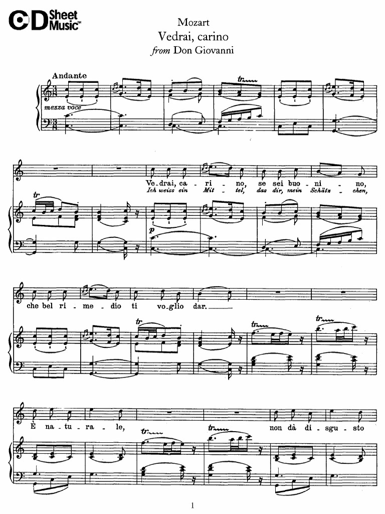 Mozart (Don Giovanni) - Vedrai, Carino | PDF
