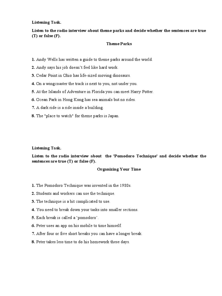 Listening 1 and 2 | PDF | Language Arts & Discipline | Home & Garden