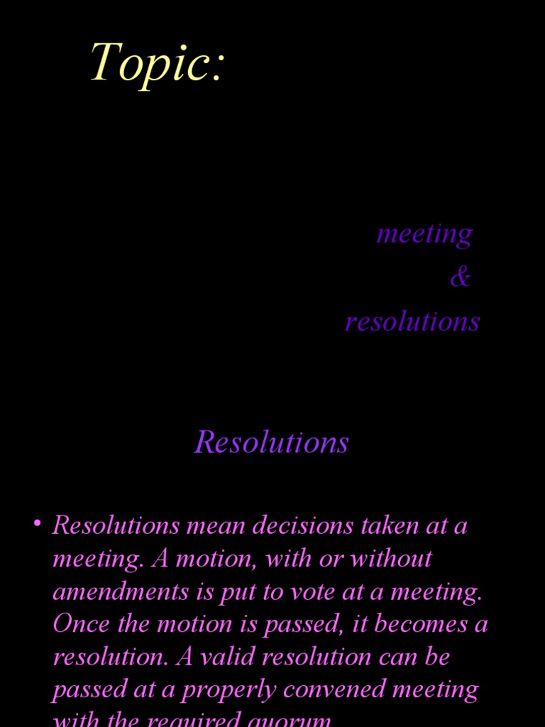 Meeting Resolutions Explained | PDF
