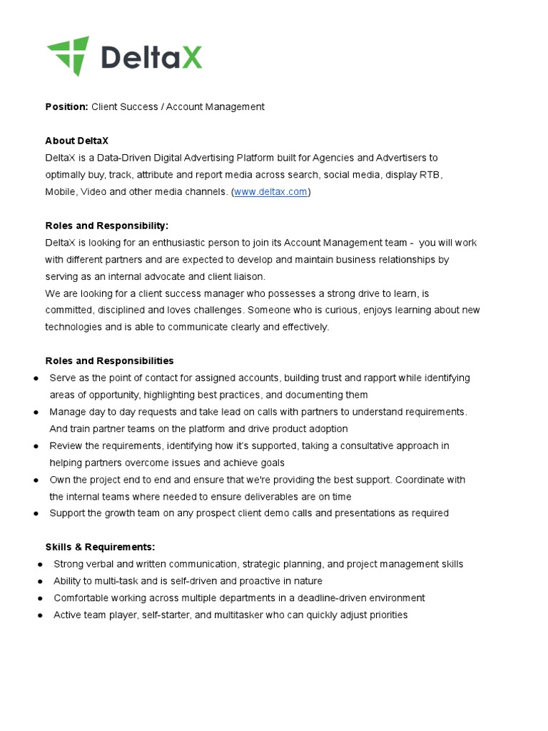 DeltaX-ACE Fresher JD | PDF | Business